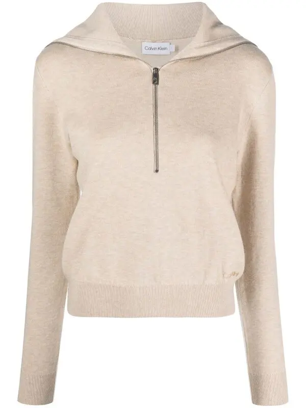 Calvin Klein Zip-front Logo-embroidered Jumper