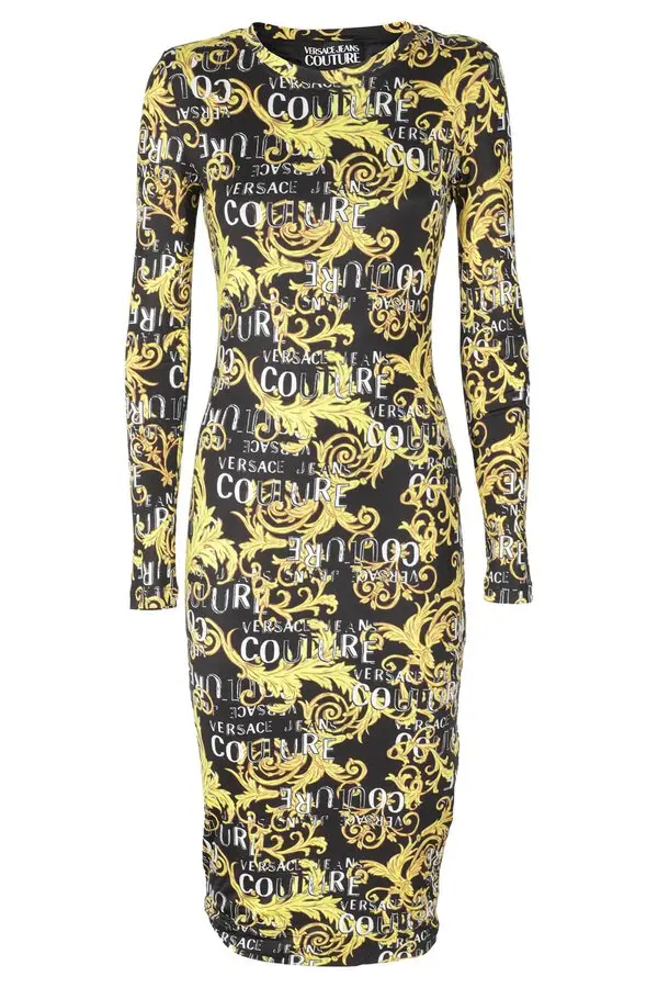 Versace J. Organzino Print Logo Couture - Black Gold | Editorialist