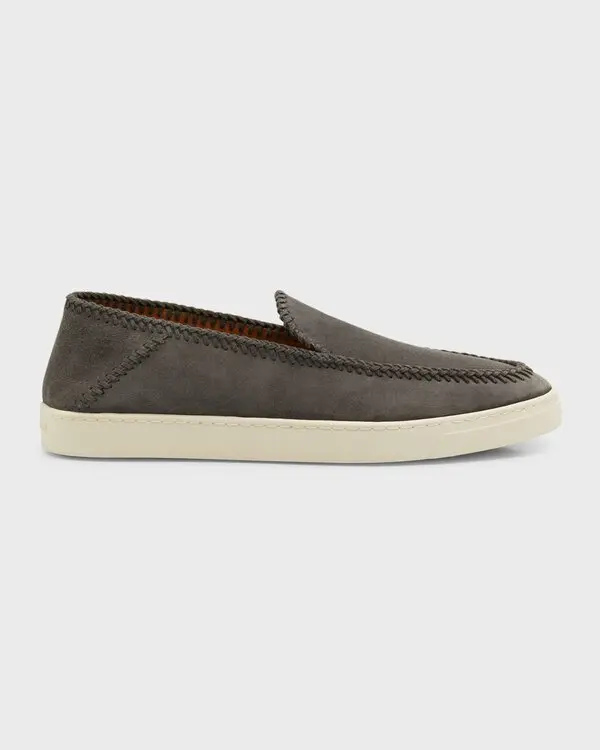 Giorgio Armani Suede Slip-on Sneakers - Anthracite