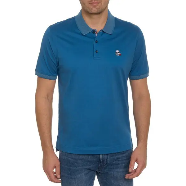 Robert Graham Archie 2 Skull Appliqué Polo - Indigo