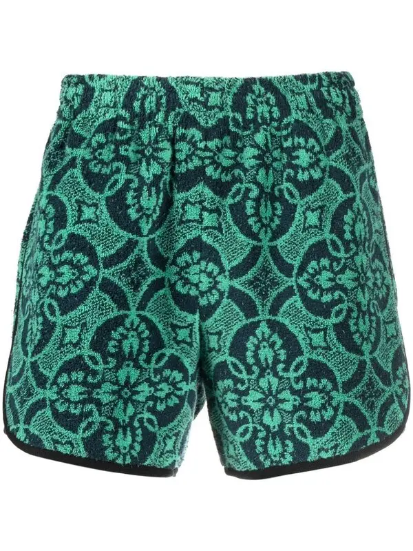 MARINE SERRE Oriental Towels Track Shorts - Green