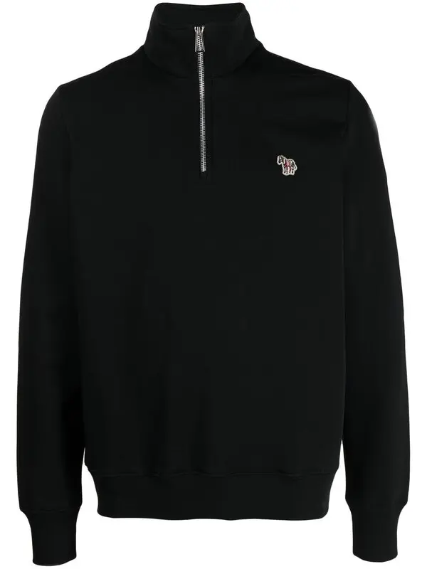 Paul Smith Logo-embroidered Funnel Neck Sweatshirt - Black
