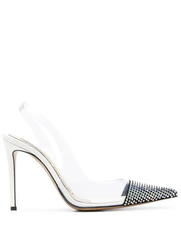 Alexandre Vauthier Amber Ghost 100mm Crystal-embellished Stiletto Pumps - White