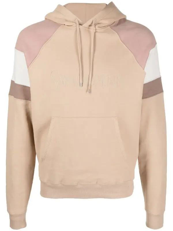 Saint Laurent Colour-block Logo Hoodie - Neutrals