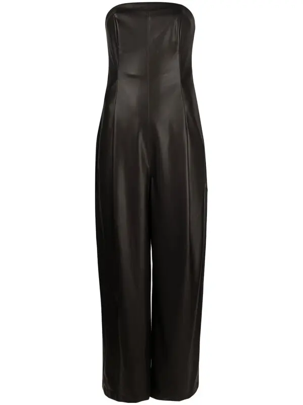 Philosophy Di Lorenzo Serafini Strapless Faux-leather Jumpsuit - Black