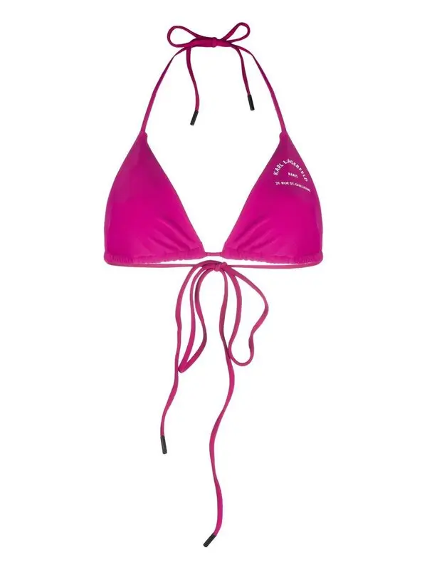 Karl Lagerfeld Logo-print Triangle Bikini Top