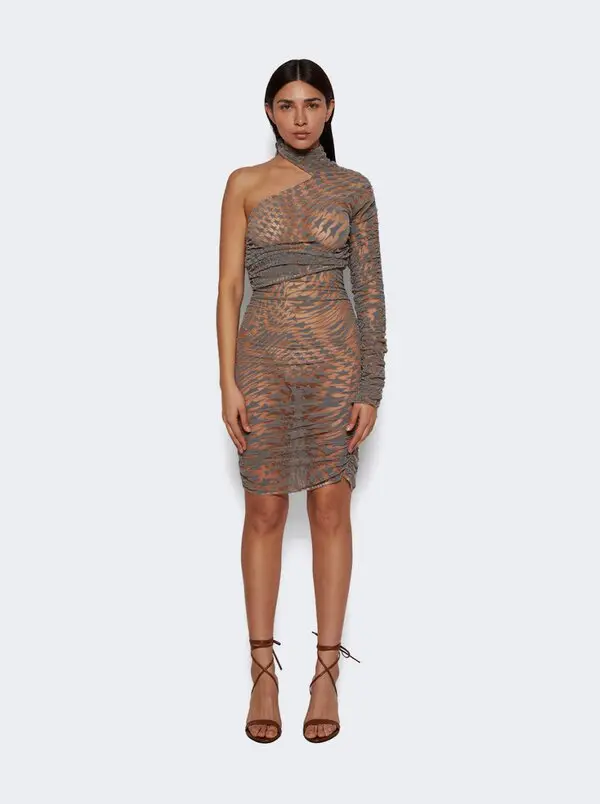 MUGLER Star Print Mini Dress - Nude 01 And Graphite