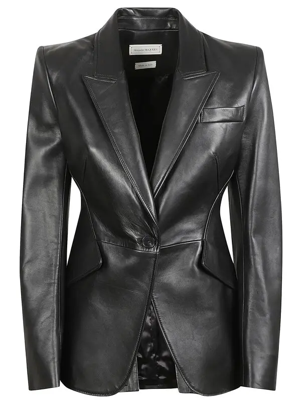 Alexander Mcqueen Classic Leather Jacket - Black | Editorialist