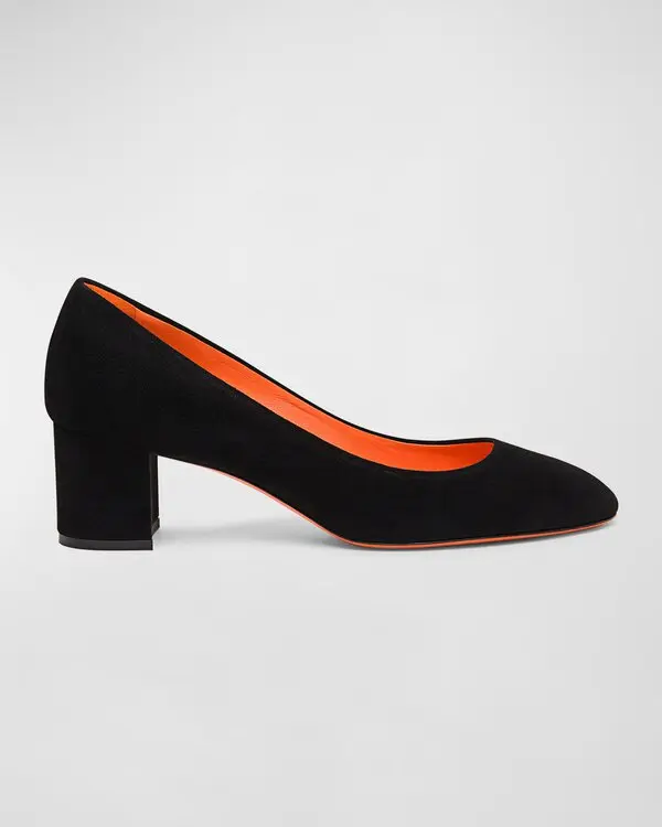 Santoni Flight Suede Block-heel Pumps - Black