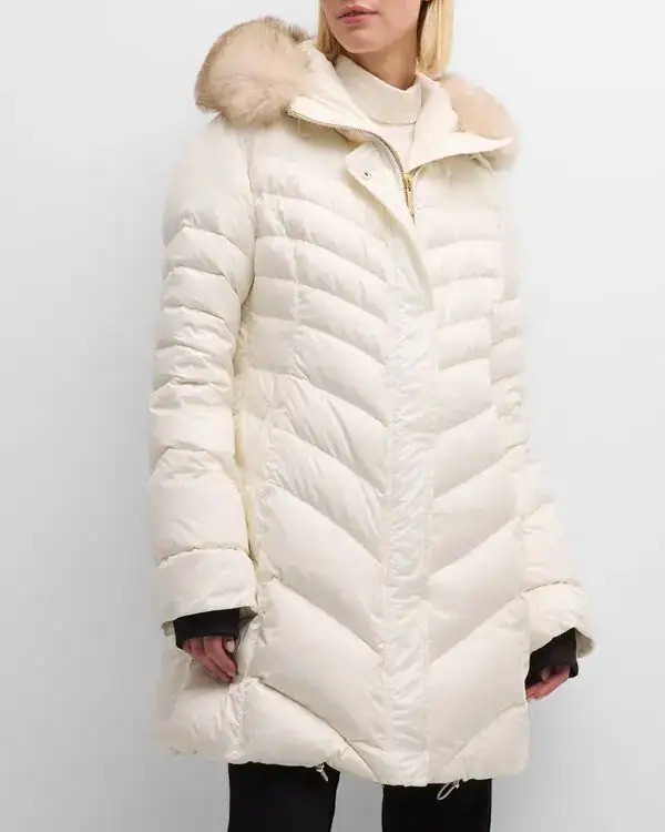 Gorski Apres-Ski Chevron Padded Parka Jacket With Detachable