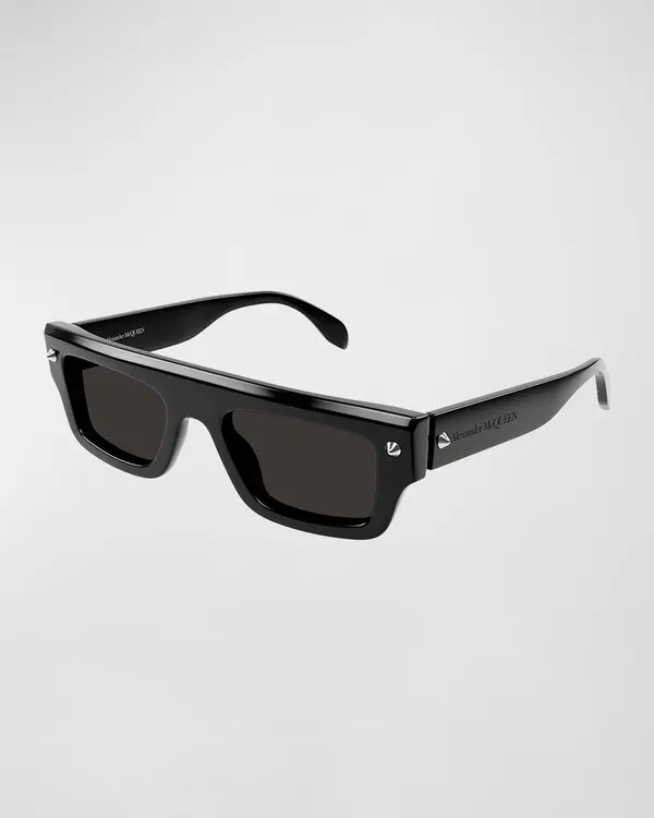 Alexander McQueen Flat-top Studded Rectangle Sunglasses