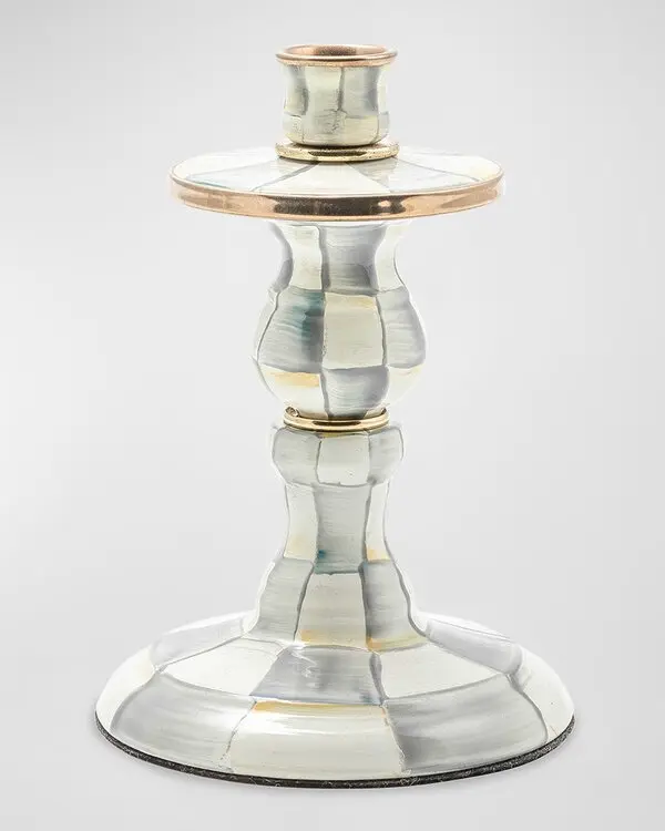 MACKENZIE-CHILDS Sterling Check Enamel Candlestick