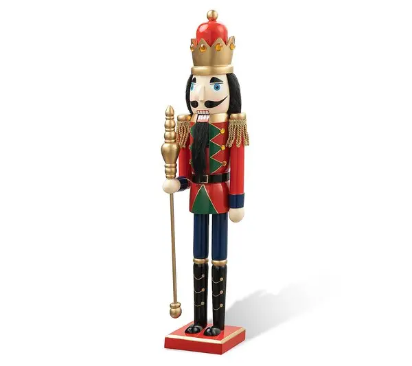 GLITZHOME 24'h Wooden Christmas King Nutcracker