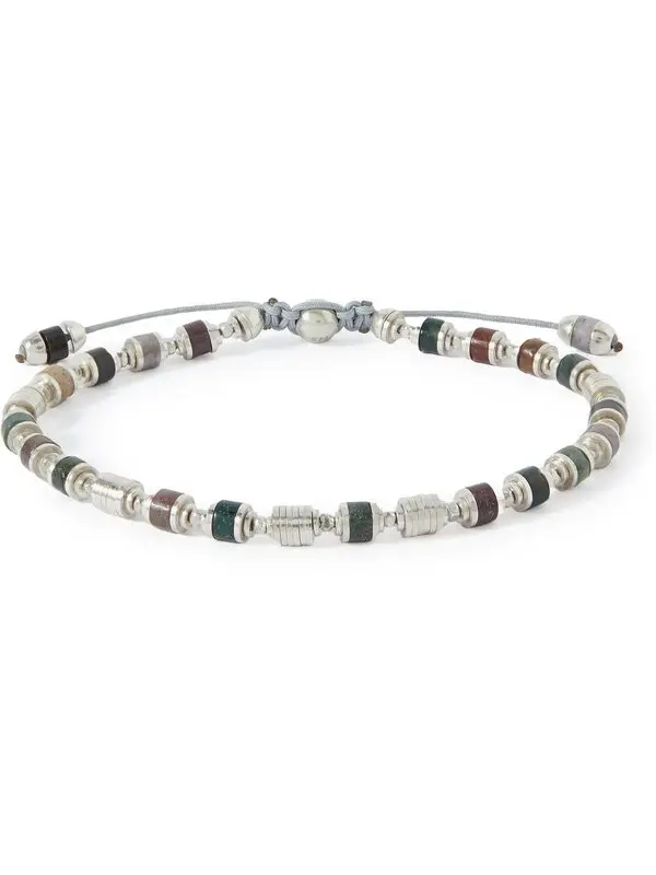 M. Cohen Saguaro Agate And Sterling Silver Beaded Bracelet