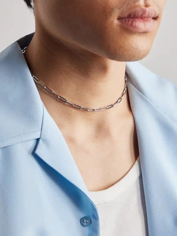 FOUNDRAE Sister Hook Classic Fob Clip 18-karat White Gold Chain Necklace - Silver