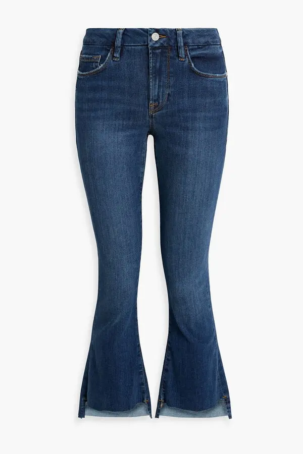 FRAME Distressed High-rise Kick-flare Jeans