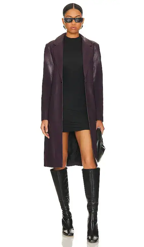 UNREAL FUR Mack Trench Coat In Purple - Aubergine | Editorialist