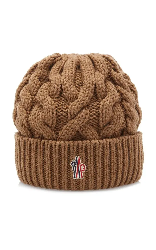 Moncler Cable Knit Beanie - Brown