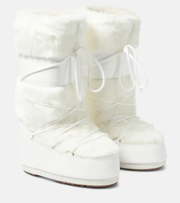 Moon Boot Icon Faux Fur-trimmed Snow Boots - White