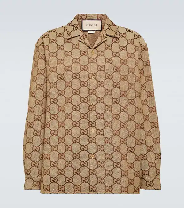 Gucci Maxi Gg Jacquard Canvas Shirt - Beige | Editorialist