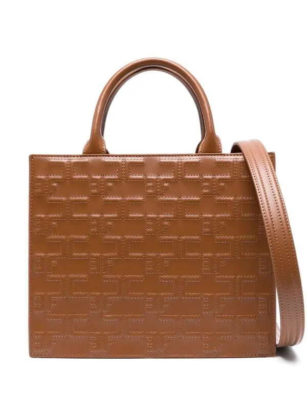 Elisabetta Franchi Logo-embossed Quilted Tote - Brown