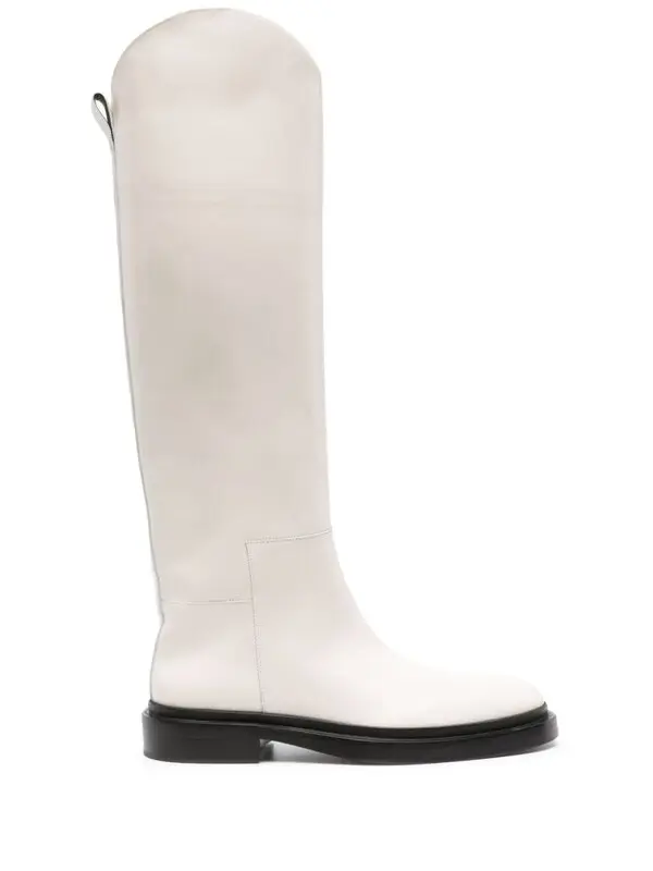 JIL SANDER Leather Knee-high Riding Boots - White