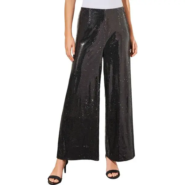 Ming Wang Sequin Wide Leg Trousers
