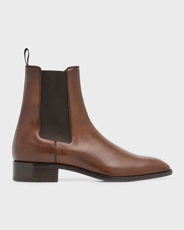 CHRISTIAN LOUBOUTIN Samson Leather Chelsea Boot - Havane