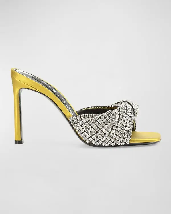 SERGIO ROSSI Crystal Knot Stiletto Slide Sandals - Chartreuse ...