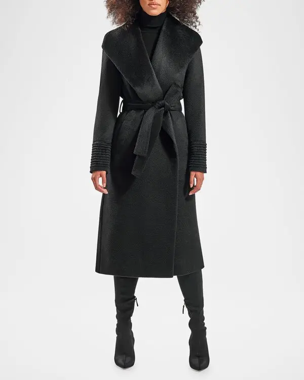 Sentaler Belted Suri Alpaca Long Wrap Coat - Black