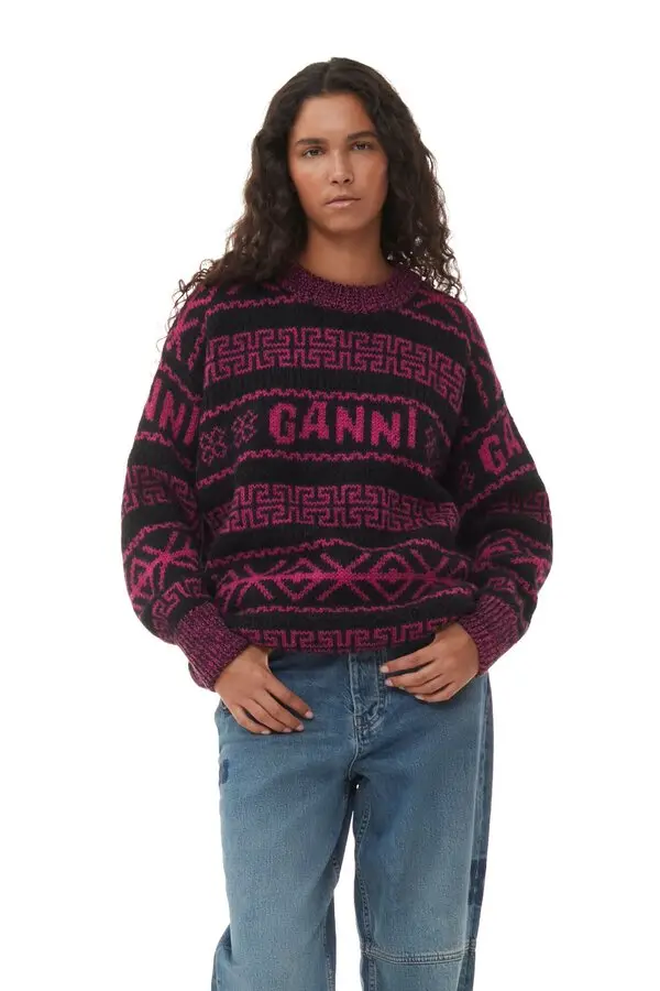 GANNI Long Sleeve Wool Pullover
