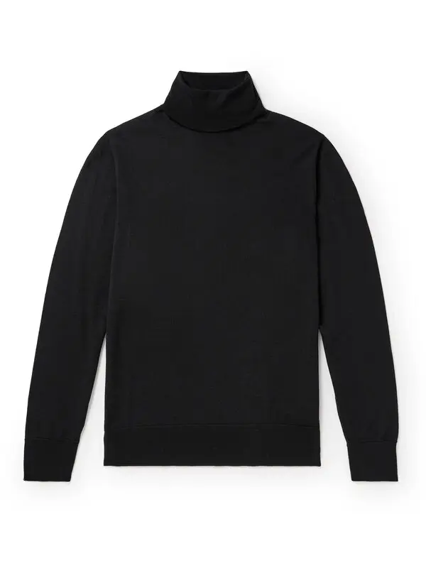 Mr P. Slim-fit Merino Wool Rollneck Sweater - Black