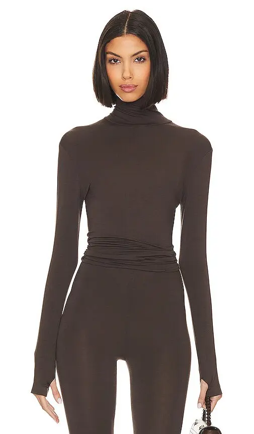Norma Kamali Slim Fit Long Sleeve Turtle Top