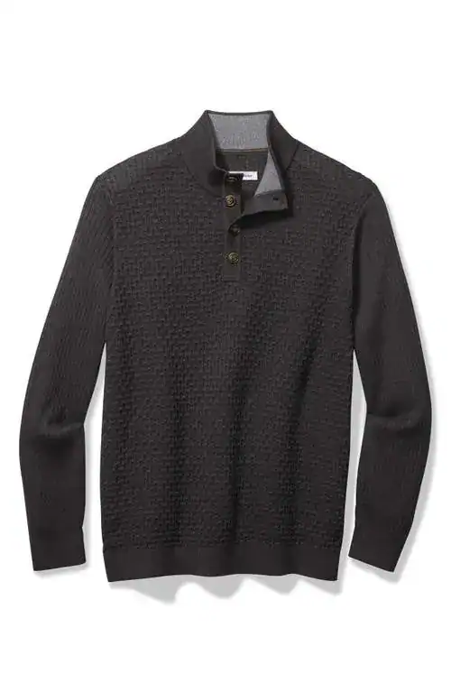 Buy Tommy Bahama Sandbar Textured Henley Sweater - Coal At 35% Off ...