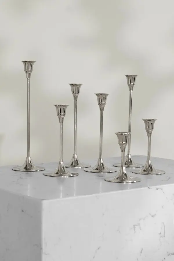 FOURTH STREET Set Of Seven Nickel Candlesticks