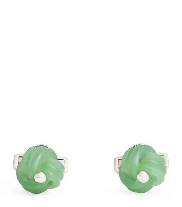 Tateossian Rhodium-plated Aventurine Knot Cufflinks