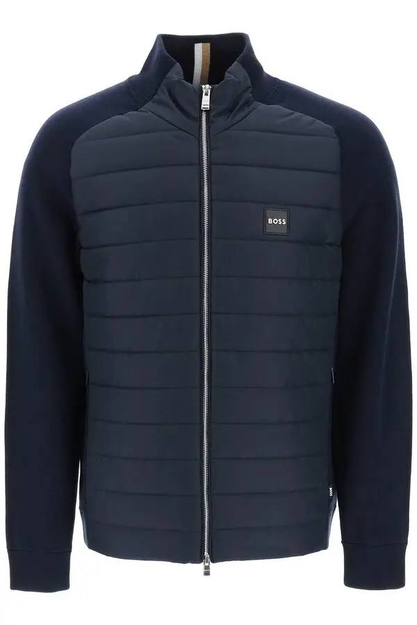 Hugo Boss Medesimo Cardigan With Padded Insert - Blue | Editorialist