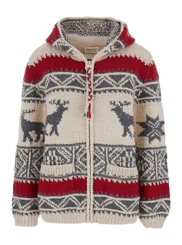 FRANTIC Geometric Motif Wool Cardigan - Multicolor