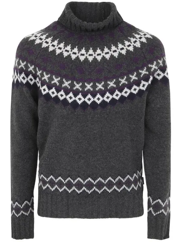Buy Barbour Roose Fair Isle Rollneck Sweater Grey At 33 Off Editorialist