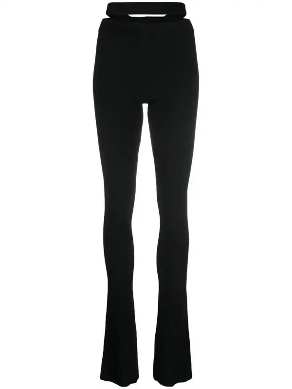 ANDREĀDAMO Ribbed Knit Flare Pants