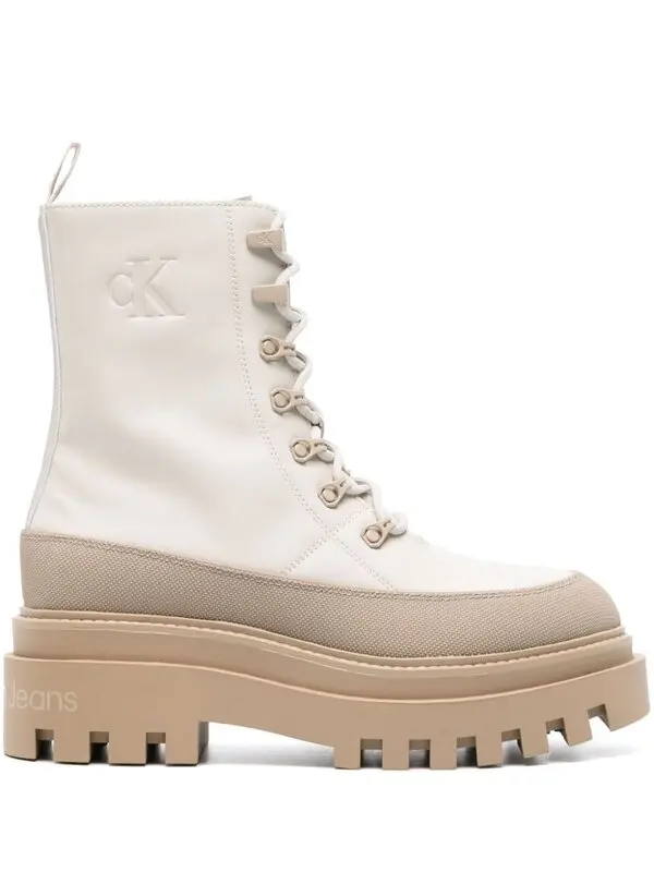 Calvin Klein Logo-debossed Leather Boots