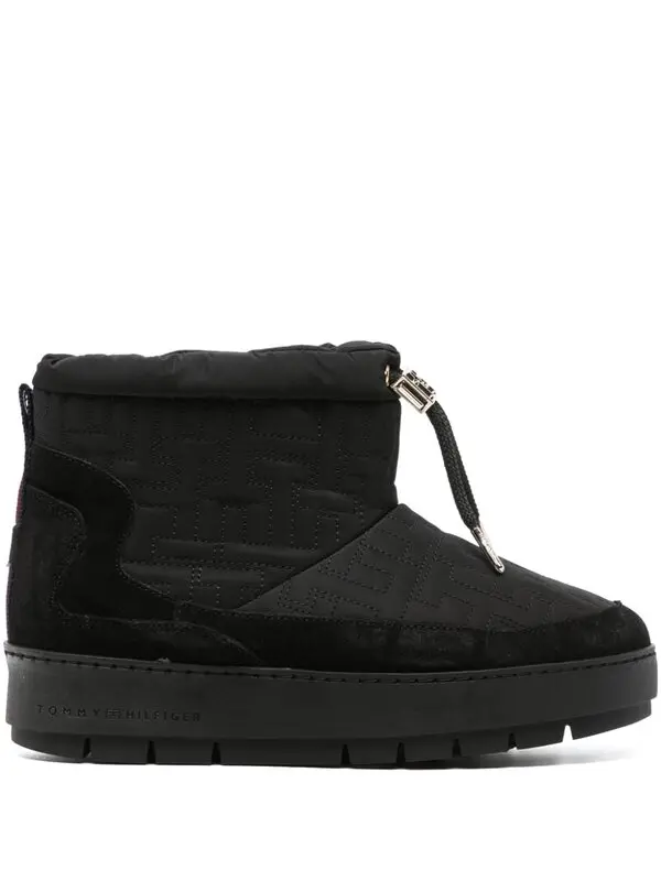 Tommy Hilfiger Monogram-jacquard Platform Snow Boots - Black