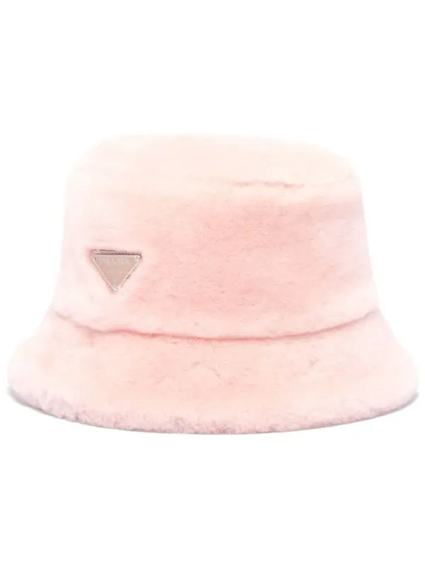 Prada Shearling Bucket Hat Pink Editorialist