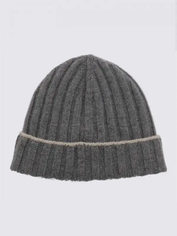 Brunello Cucinelli Ribbed Cashmere Cap - Grey 1