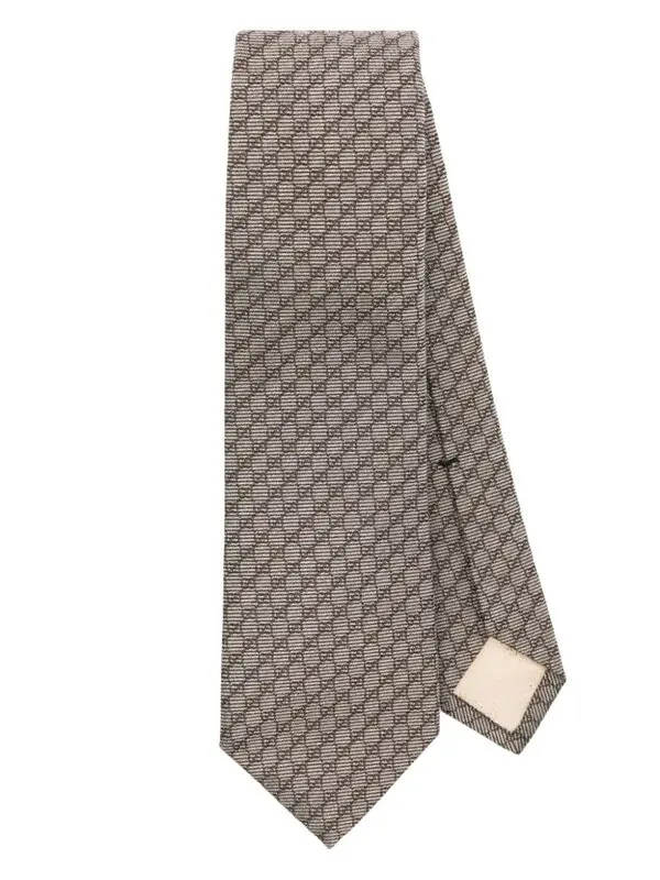 Gucci Interlocking G-jacquard Silk Blend Tie - Neutrals