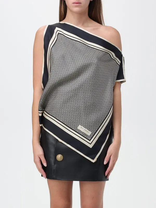 Balmain Top In Silk With Monogram Print