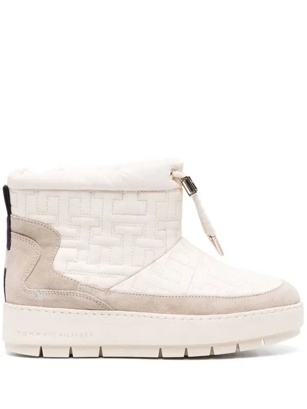 Tommy Hilfiger Monogram-jacquard Platform Snow Boots - Neutrals