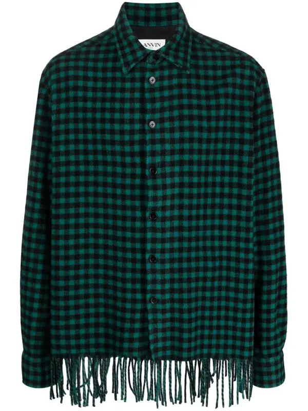 LANVIN Fringed Checked Wool Shirt
