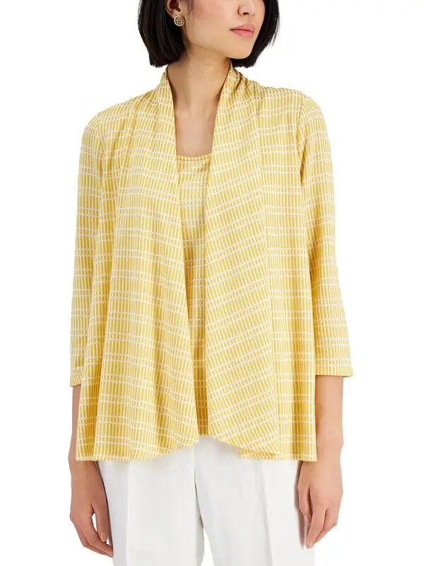 Buy KASPER Open Front Layering Cardigan Sweater - Yellow At 72% Off ...