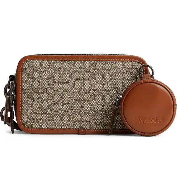 Coach Charter Micro Signature Jacquard & Leather Crossbody Bag - Cocoa ...